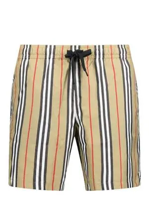 Burberry Striped Check Print Swim Shorts - Beige/brown