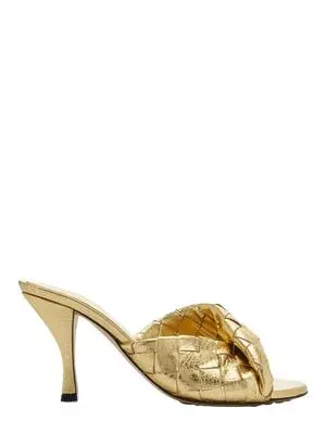 Bottega Veneta Blink Intrecciato Leather Mules - Gold