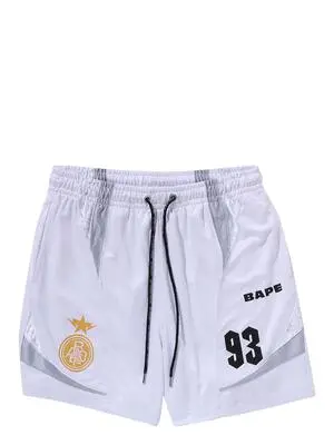 A BATHING APE Multi Logo Relaxed Fit Soccer Shorts - White
