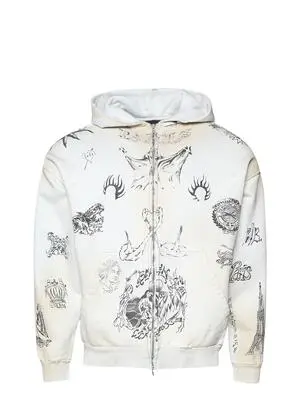 Balenciaga Medium Fit Zip-up Hoodie - White