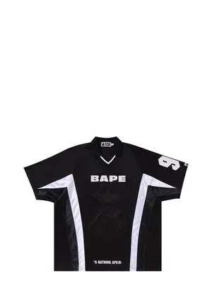 A BATHING APE Multi Logo Relaxed Fit Soccer Jersey - Black