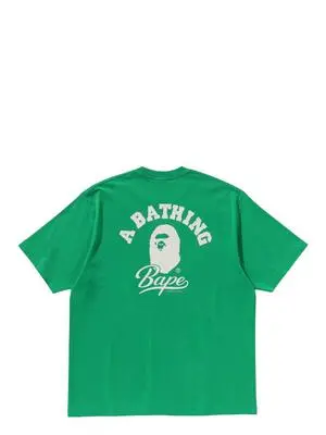 A BATHING APE Cursive College Logo Relaxed Fit Tee Shirt - Green