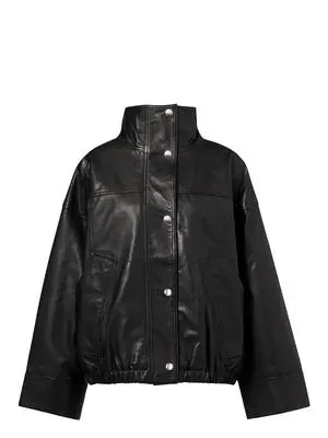 RÓHE Leather Bomber Jacket Black