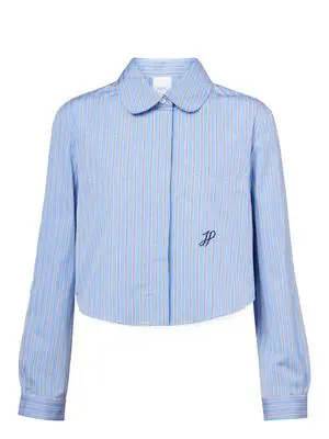 Patou Bengal Stripe Cropped Shirt - Blue