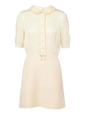 Valentino Garavani Crepe Couture Toute La V Jacquard Minidress - Beige