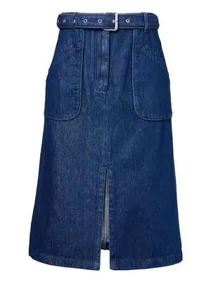 Dries Van Noten Denim Midi Skirt - Blue