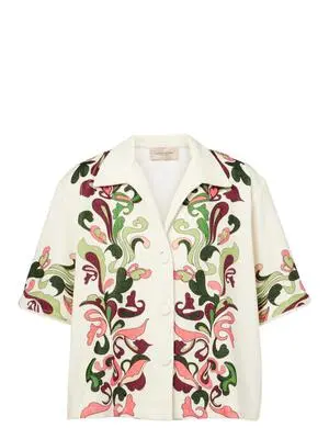 ADRIANA DEGREAS Inamorata Bowling Shirt - White