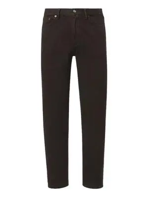Zegna Leather-Trimmed Straight Pants Brown