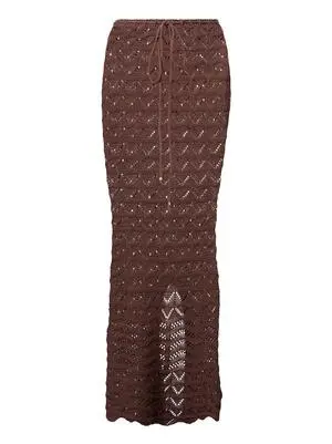 BANANHOT Helena Crochet Maxi Skirt - Brown