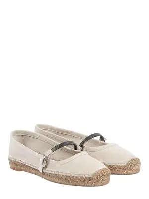 Brunello Cucinelli Monili Suede Espadrilles - Beige