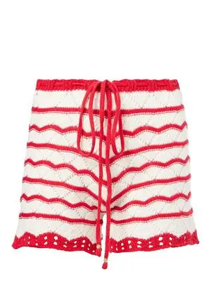 BANANHOT Crochet Cotton-blend Shorts - Red