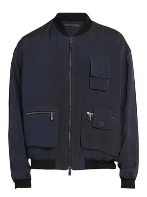 Giorgio Armani Chevron Utility Bomber Jacket - Blue Navy