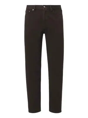 Zegna Leather-trimmed Cotton Straight Trousers - Brown