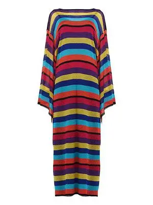 LEEM Stripe-print Knitted Maxi Kaftan - Multi-coloured