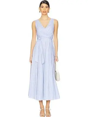 LA LIGNE Dress With Godets - Light Blue & White
