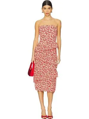 Astr The Label Asymmetrical Tiered Ruffle Dress - Cherry Print