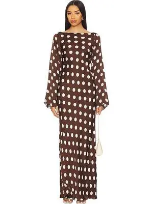 Hemant & Nandita Long Dress - Brown Polka Dot