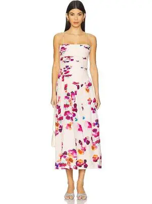 AMUR Michele Midi Dress - Cream Mosaic Poppies