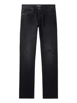 TOM FORD Slim-fit Distressed Selvedge Jeans - Black