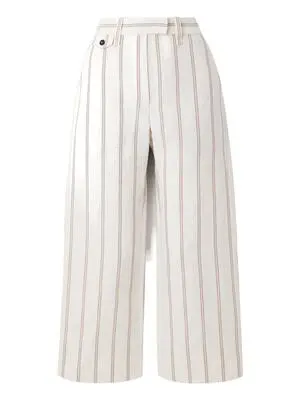 Brunello Cucinelli Cropped Striped Wide-leg Pants - Neutrals