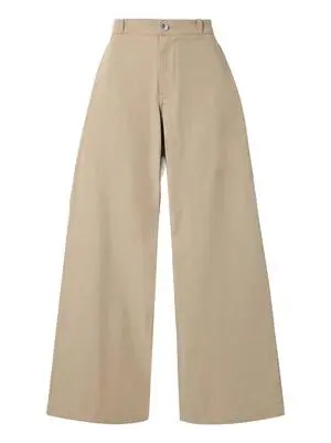 THE ELDER STATESMAN Silvano Cotton-twill Wide-leg Pants - Neutrals
