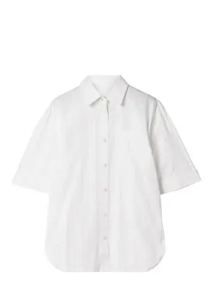 Maria Mcmanus Oversized Striped Organic Cotton-jacquard Shirt - White