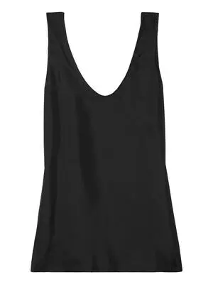 Another Tomorrow Silk-twill Tank - Black