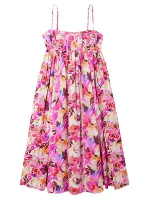 ULLA JOHNSON Ulla Johnson Lucille Pleated Floral-Print Midi Dress