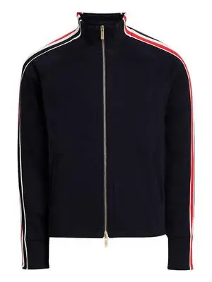 Thom Browne Striped Cotton-Jersey Track Jacket Midnight Blue