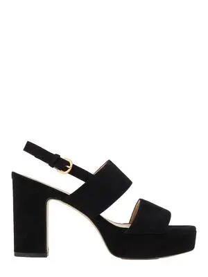 STUART WEITZMAN Ono Suede Slingback Platform Sandals Black