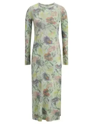 Loewe Morning Glory-print Midi Dress - Green