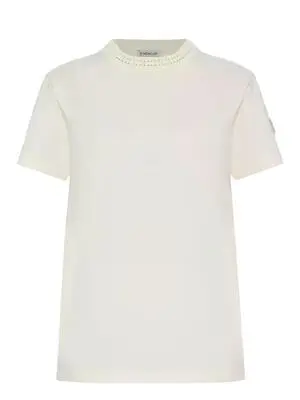 Moncler Crochet-detail Cotton T-shirt - White
