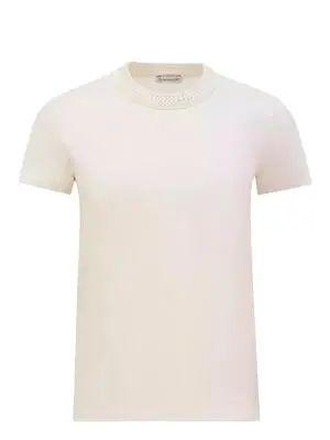 Moncler Moncler Crochet-Detail Cotton T-Shirt White
