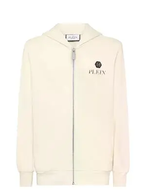 Philipp Plein Basic Plein Old Dye Zip-up Hoodie - White