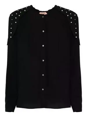 N°21 Collarless Embellished Shirt - Black