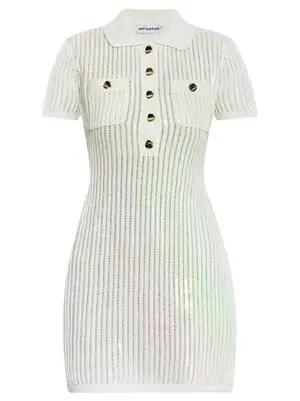 SELF-PORTRAIT Cotton-blend Knitted Mini Dress - White