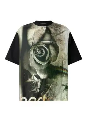 Roberto Cavalli Rose-print T-shirt - Black