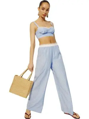 REFORMATION Pippa Two Piece Set Sky Blue Stripe