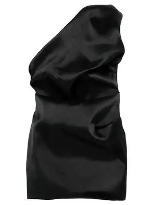 MARQUES' ALMEIDA Satin Draped Mini Dress - Black