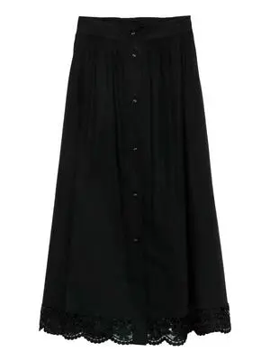 TWINSET Lace Trim Midi Skirt - Black