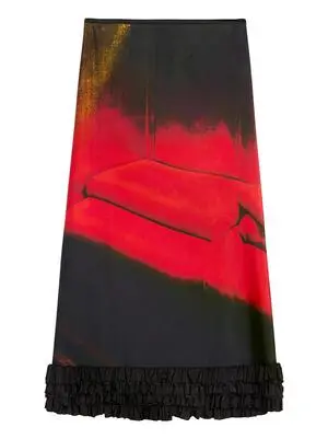 JIL SANDER Printed Midi Skirt - Black
