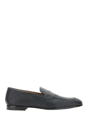 DOUCAL'S Doucal's Woven Leather Loafers Blue