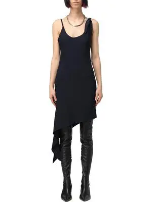 COURREGES Courrèges Asymmetrical Draped Dress Navy