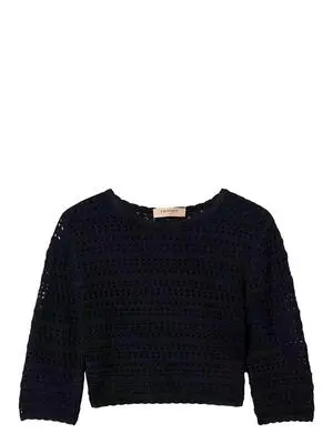 TWINSET Cropped Open-knit Jumper - Blue