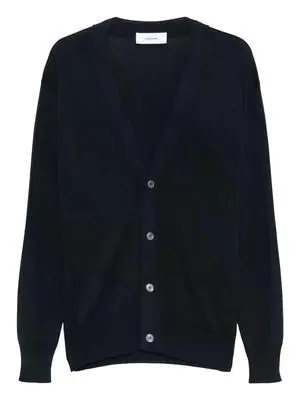 LARDINI Fine-ribbed Cardigan - Blue