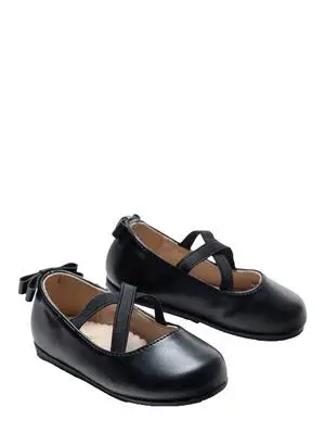 TULLEEN Charmed Cross Banded Ribbon Flats - Black