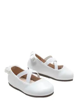 TULLEEN Charmed Cross Banded Ribbon Flats - White