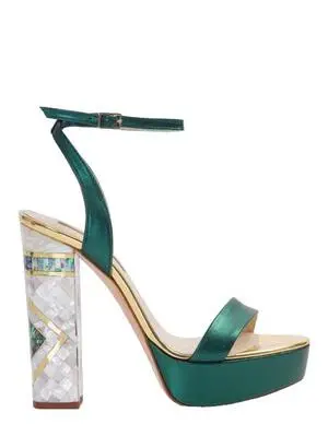 FREYA ROSE Arte Ankle Strap Pearl Heel Sandal - Green