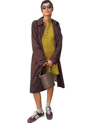 Avec Les Filles Long Trench Coat - Java Brown