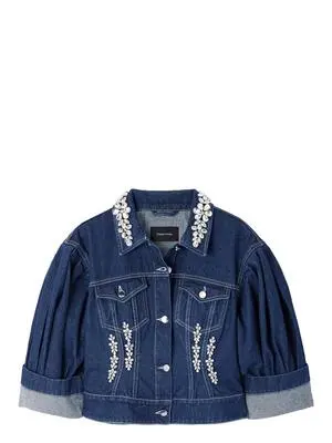 Simone Rocha Turbo Embellished Denim Jacket - Blue